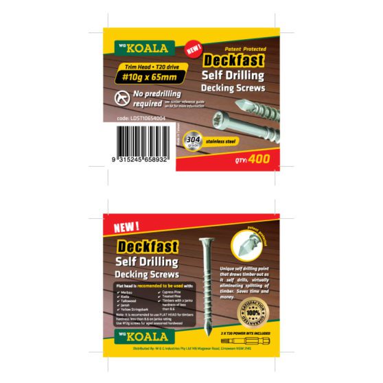 Label design Deckfast screws